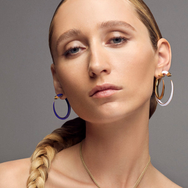 Shaun Leane Sabre Solis Large Gold Vermeil & Chalk Hoop Earrings